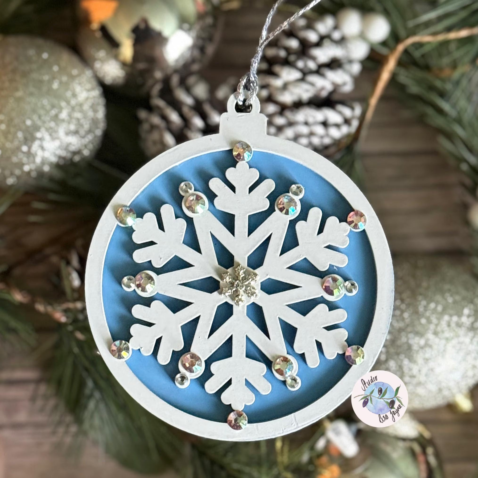 Snowflake Christmas Tree Decoration Wooden Layered Handmade – Studio ...