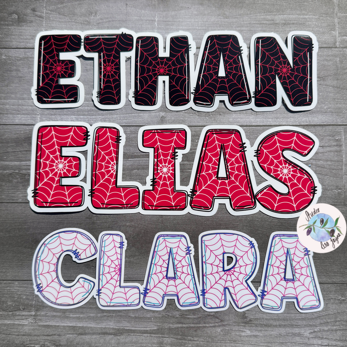 Spider Superhero Personalised Waterproof Vinyl Name Sticker – Studio ...